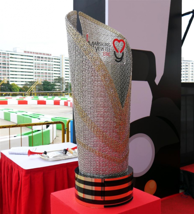 Largest Trophy Made Of Can Tabs | Singapore Book Of Records